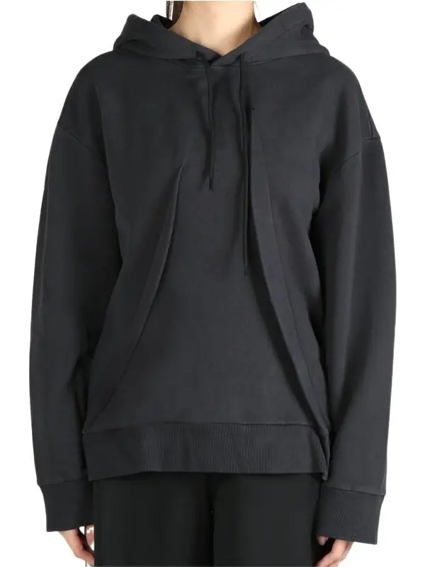 MAISON MARGIELA Drawstring Hoodie With Asymmetrical Pleats - Black