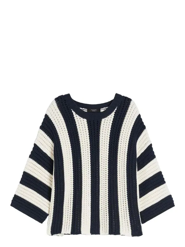 Max Mara Striped Cotton Yarn Jumper - Navy Blue