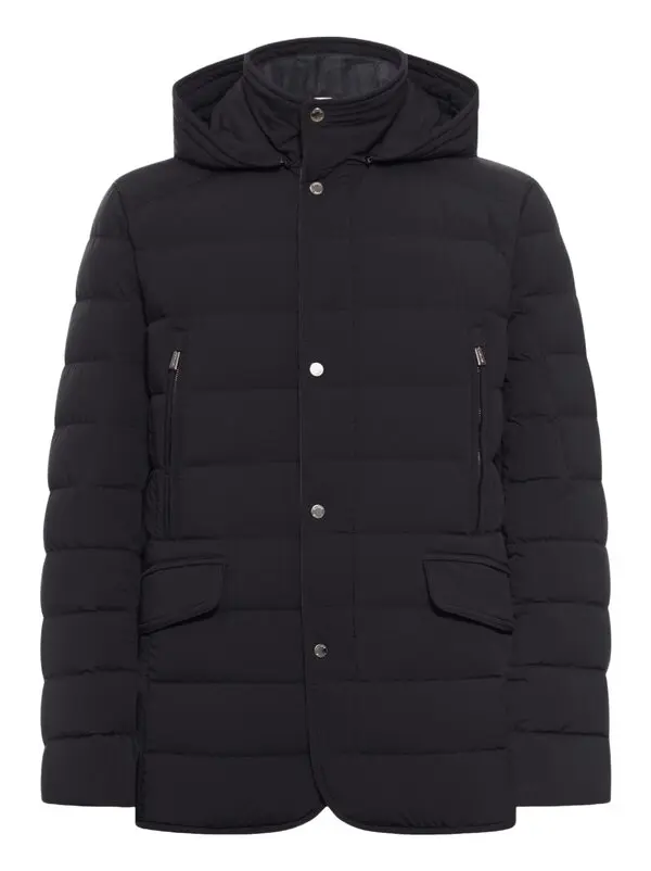 MOORER Hooded Quilted Jacket - Black
