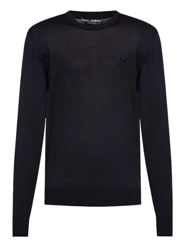 Dolce & Gabbana Crewneck Jumper With Logo Embroidery - Black