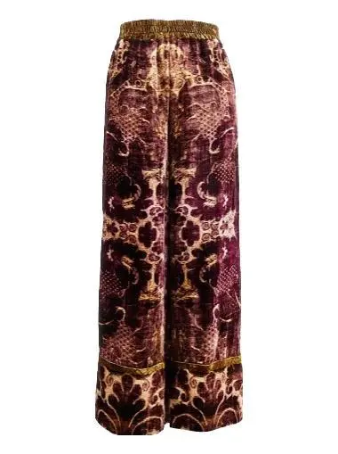 PIERRE-LOUIS MASCIA Damask-print Velvet Trousers - Brown