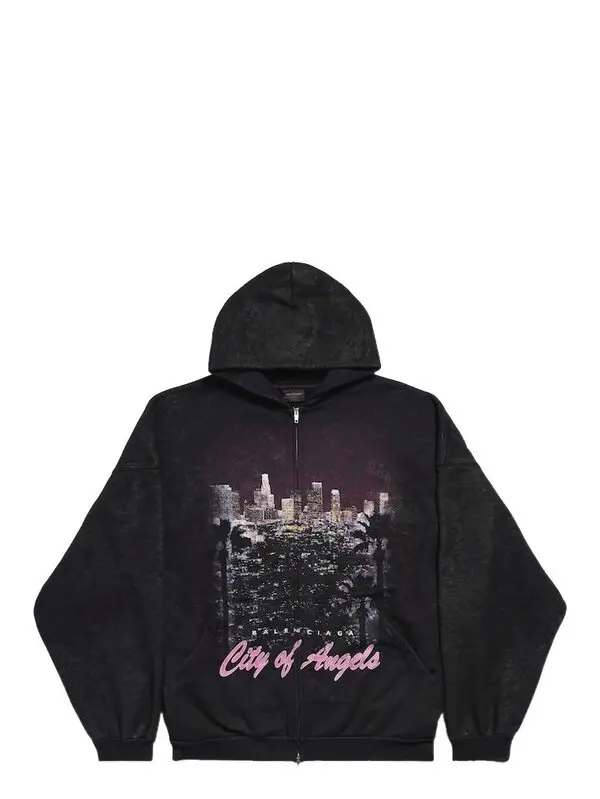 Balenciaga City Of Angels Zip-up Hoodie - Black Fade