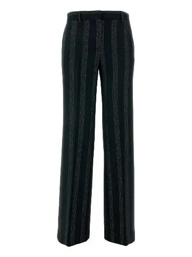 MSGM Striped Wide-leg Trousers - Black