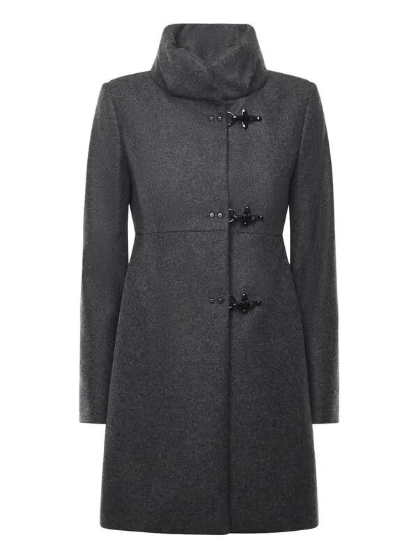 FAY Hook-closure Wool Coat - Black