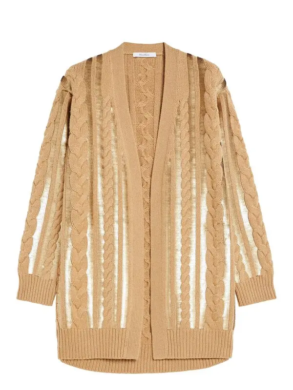 Max Mara Wool & Cashmere Twisted Knit Cardigan - Camel