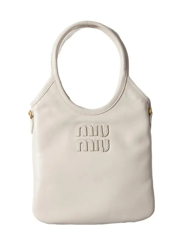 Miu Miu Mini Handbag With Leather Lettering Logo - White