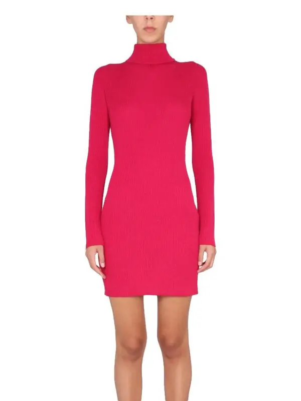 Dsquared2 Ribbed Turtleneck Knit Mini Dress - Red