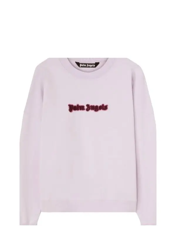 Palm Angels Logo Embroidered Crewneck Sweatshirt - Purple