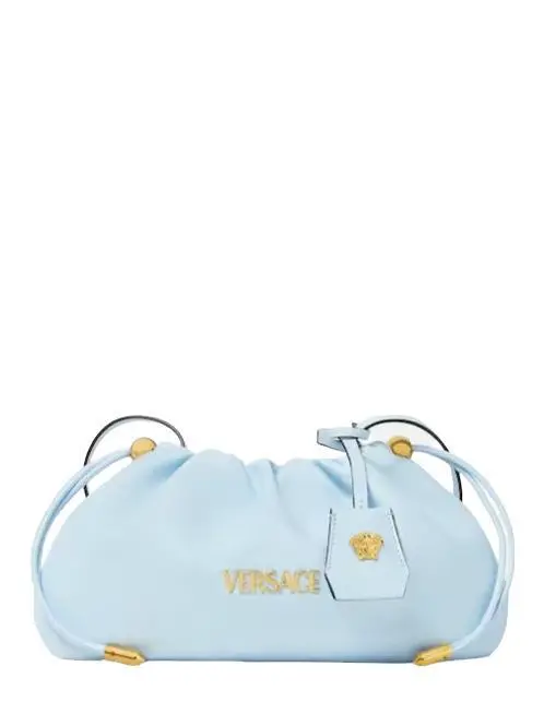 Versace Mini Tag Logo Clutch Bag - Light Blue