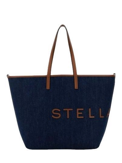 Stella McCartney Logo Lettering Denim Tote Bag - Black