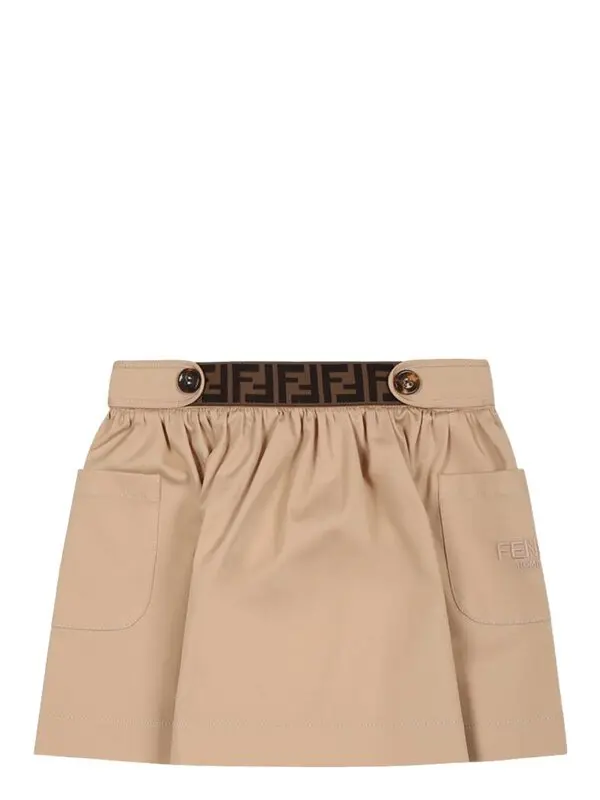 Fendi Ff Logo Waistband Skirt - Beige