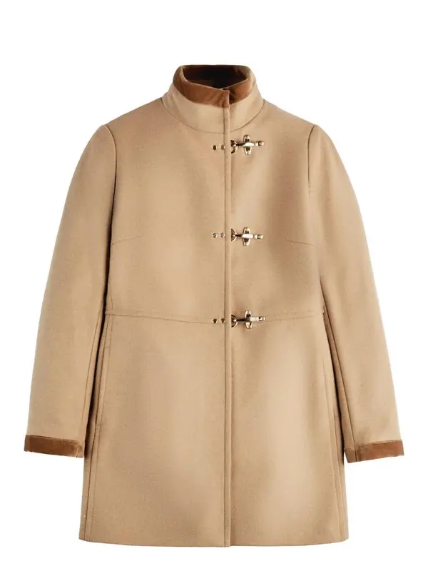 FAY Virginia Velvet-trimmed Coat - Light Brown