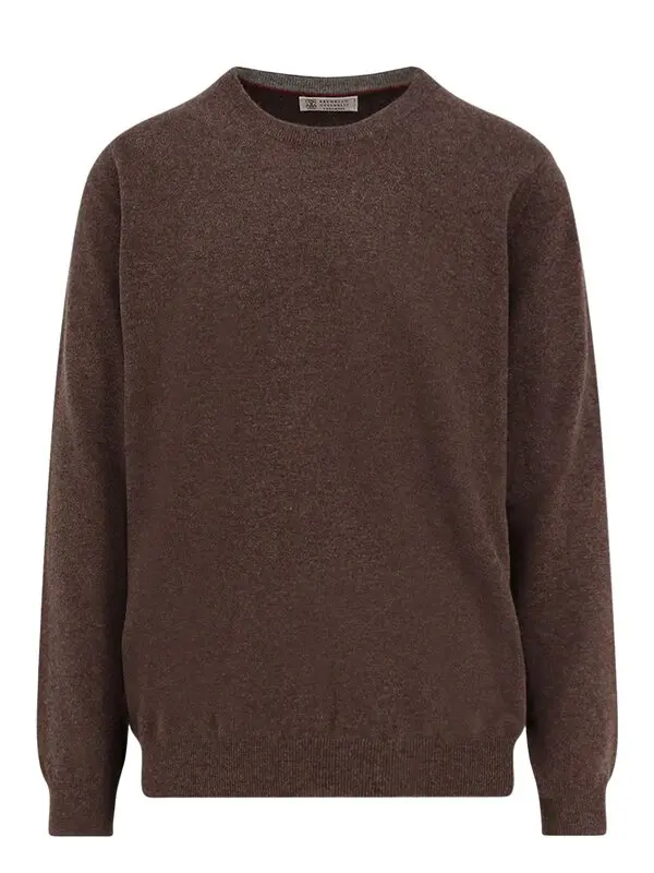 Brunello Cucinelli Long Sleeve Ribbed Hem Sweater - Brown