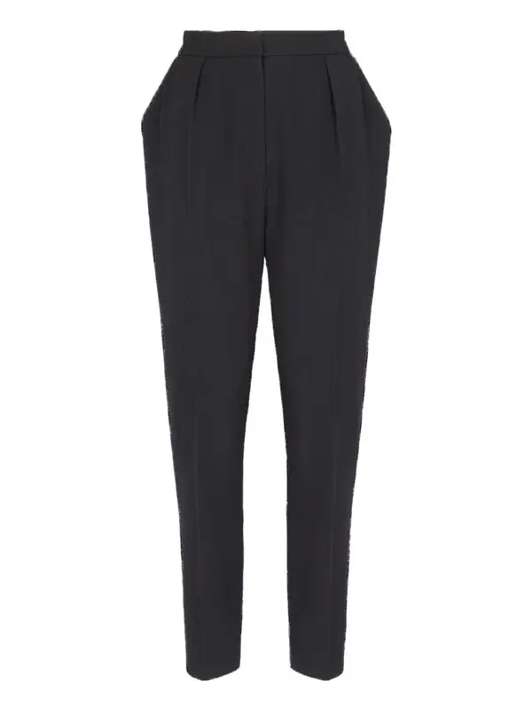 Balmain High-waisted Grain De Poudre Tailored Trousers - Black