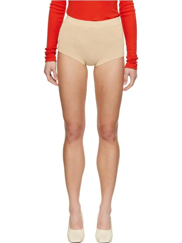 ENTIRE STUDIOS Ribbed Elastic Waist Shorts - Nude