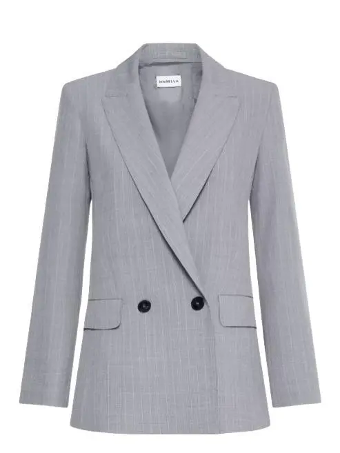 Marella Malfilé-look Stretch Canvas Blazer - Light Gray