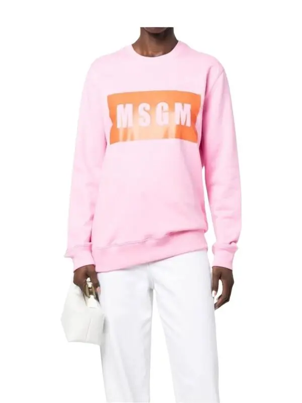 MSGM Logo Print Cotton Sweatshirt - Pink
