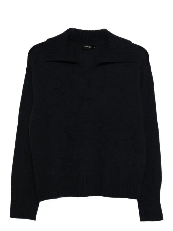 ROBERTO COLLINA Long-sleeved Ribbed Sweater - Black