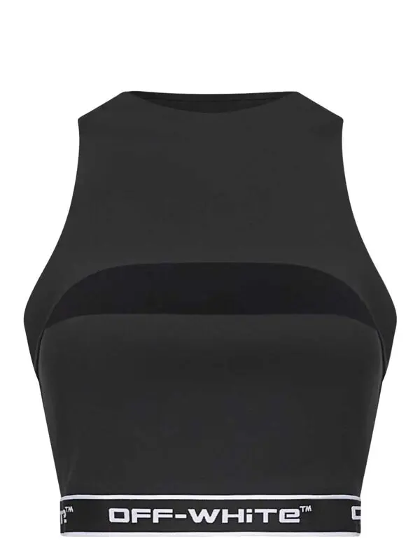 Off-White Logoband Cut-out Crewneck Top - Black