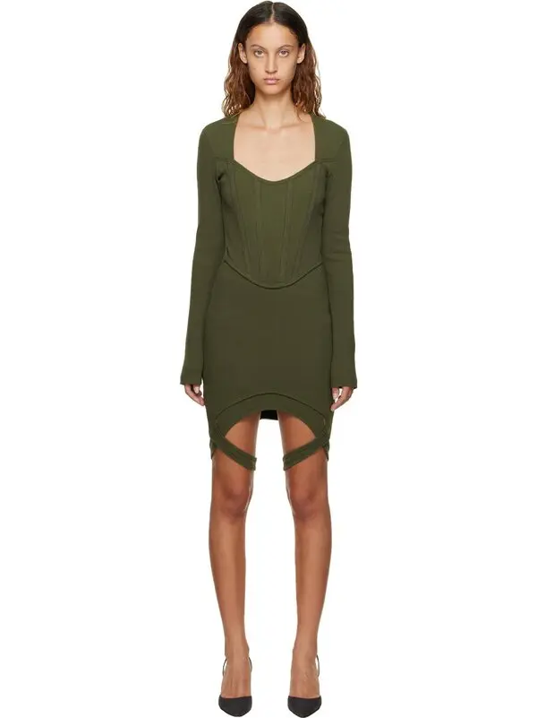 DION LEE Ribbed Fitted Dress - Green