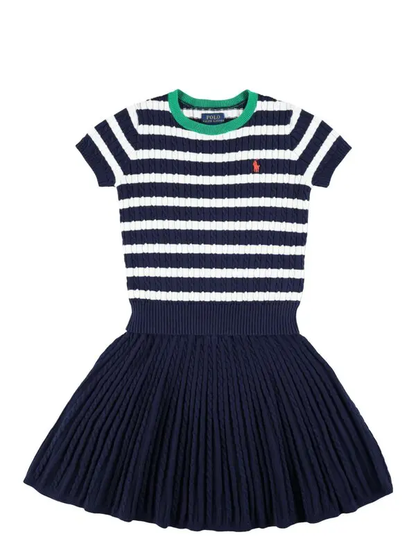 Polo Ralph Lauren Striped Knit Top And Midi Skirt Set - Black