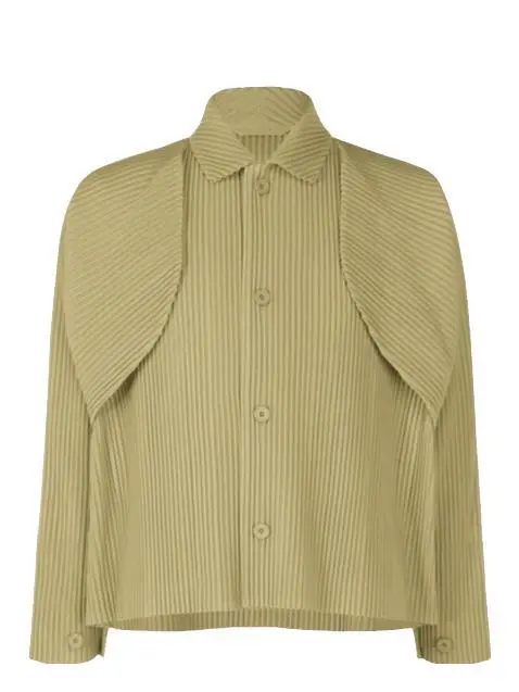 Issey Miyake Pleated Layered Jacket - Rock Green Ash