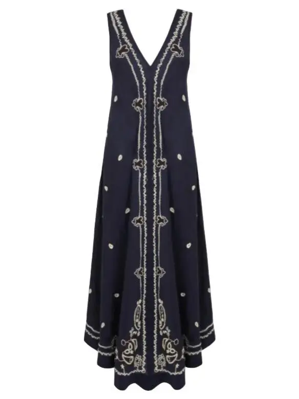 P.a.r.o.s.h Embroidered Maxi Dress - Black