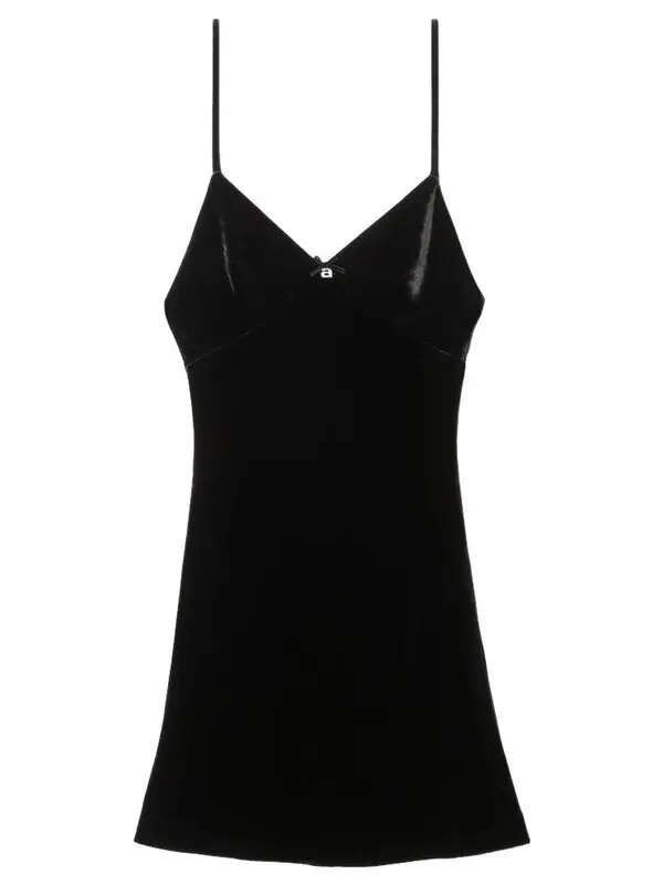 Alexander Wang Velvet Logo Charm Dress - Black