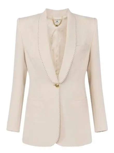 Elisabetta Franchi Single-breasted Shawl Lapel Blazer - Beige