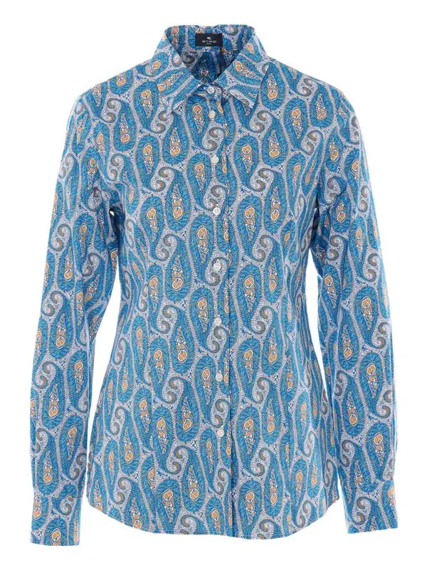 Etro Paisley-printed Long-sleeved Shirt - Blue
