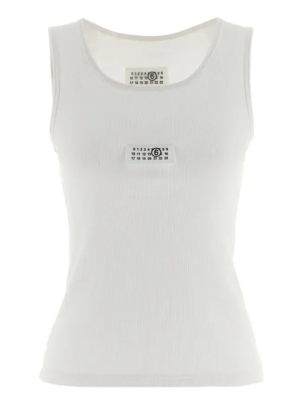 MAISON MARGIELA Sleeveless Tank Top With Numeric Signature Patch - White