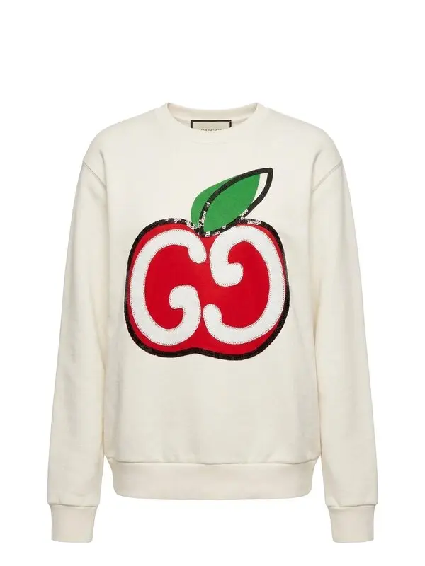 Gucci Double G Apple Sequin Sweatshirt - White