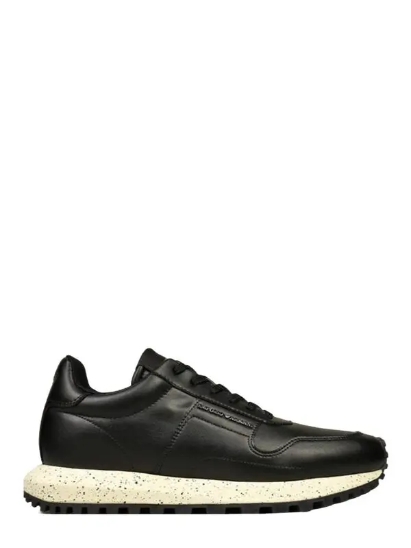Emporio Armani Leather Lace-up Sneakers - Black