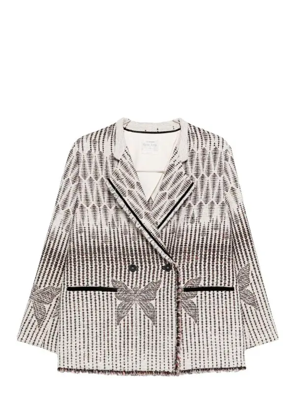 FORTE_FORTE Geometric Pattern Double-breasted Blazer - Mycoatborotalco