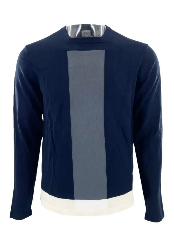 Emporio Armani Striped Long Sleeve Sweater - Blue