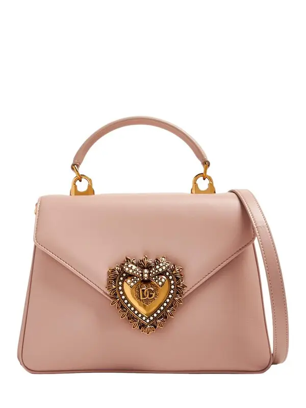 Dolce & Gabbana Devotion Handbag With Logo Plaque - Pink