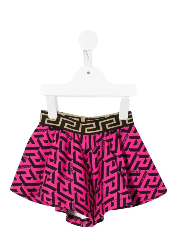 Versace La Greca Wide-leg Shorts - Pink