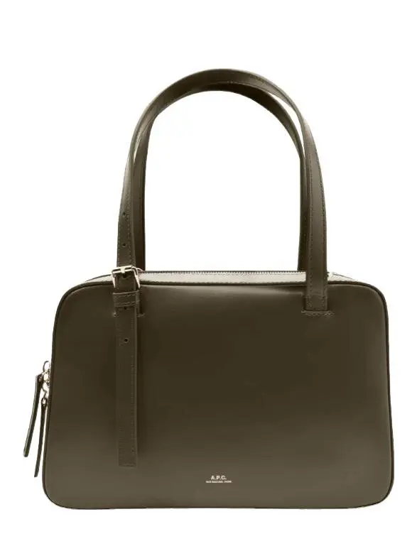 A.p.c. Structured Leather Shoulder Bag - Deep Khaki