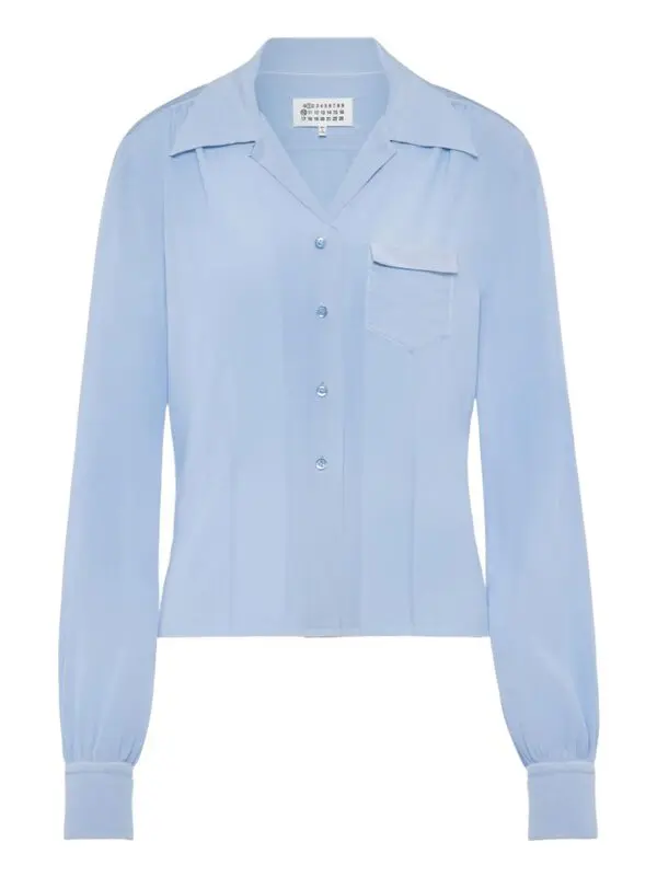 MAISON MARGIELA Long-sleeved Satin Shirt - Blue