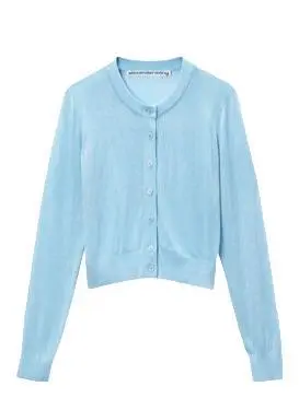 Alexander Wang Crystal Heat-set Trim Cardigan - Light Blue
