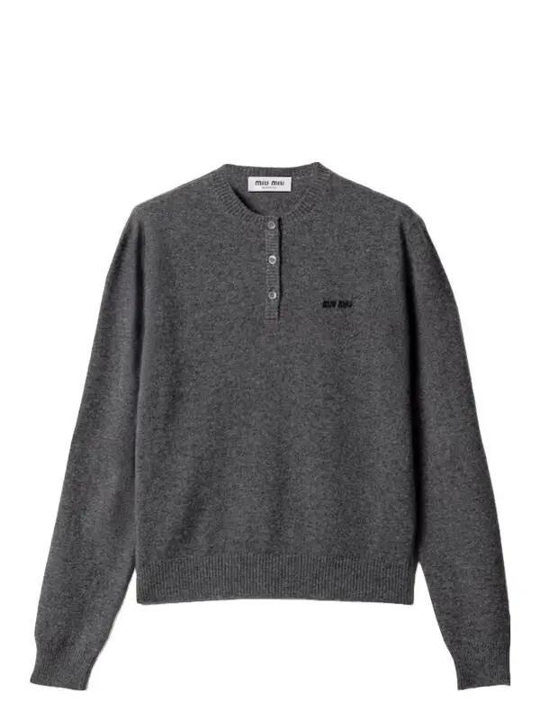 Miu Miu Cashmere Crew Neck Sweater - Slate Grey
