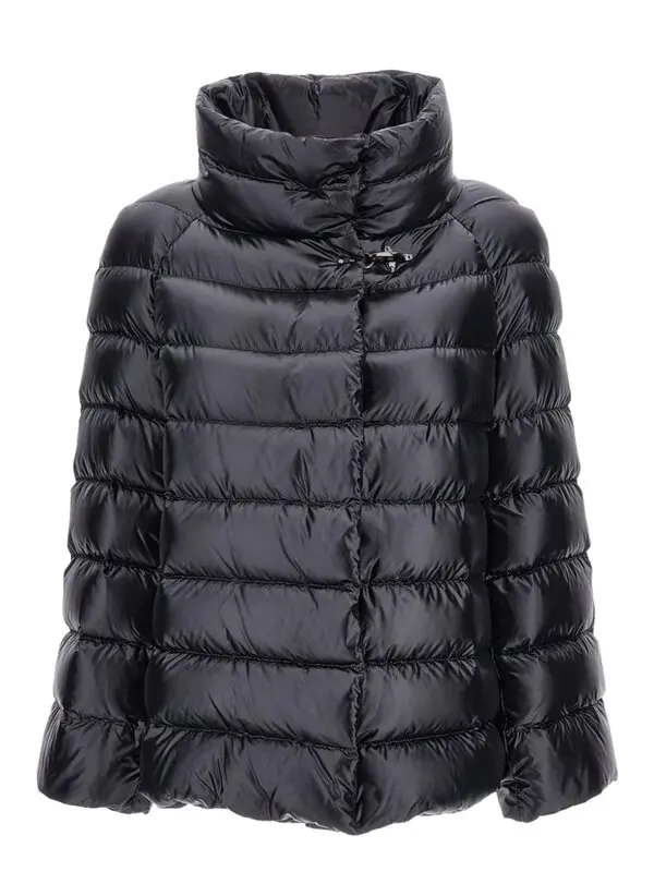 FAY Quilted Puffer Jacket With High Collar - Black