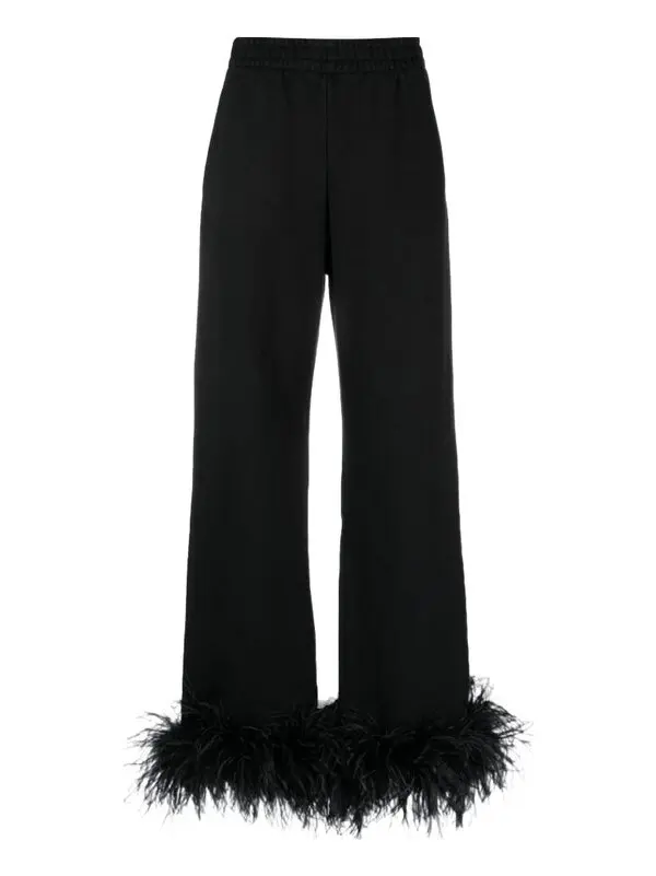 Prada Feather Trimmed Trousers - Black