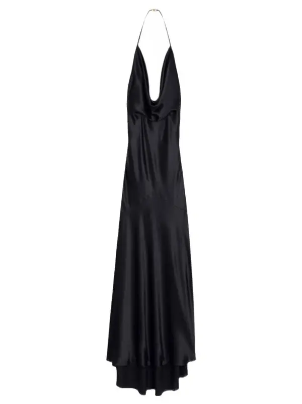 Celine Satin Crepe Lingerie Dress - Black