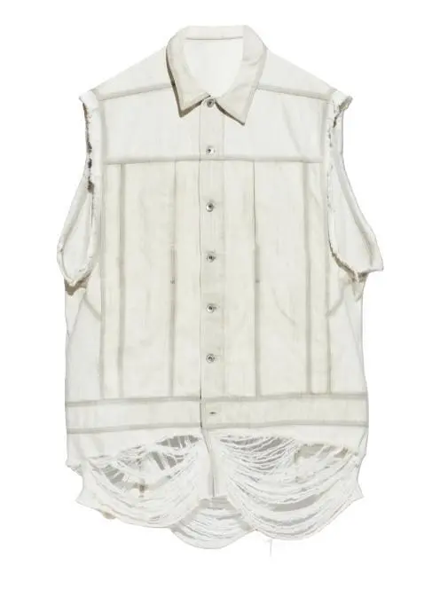 Rick Owens Distressed Sleeveless Jacket - White