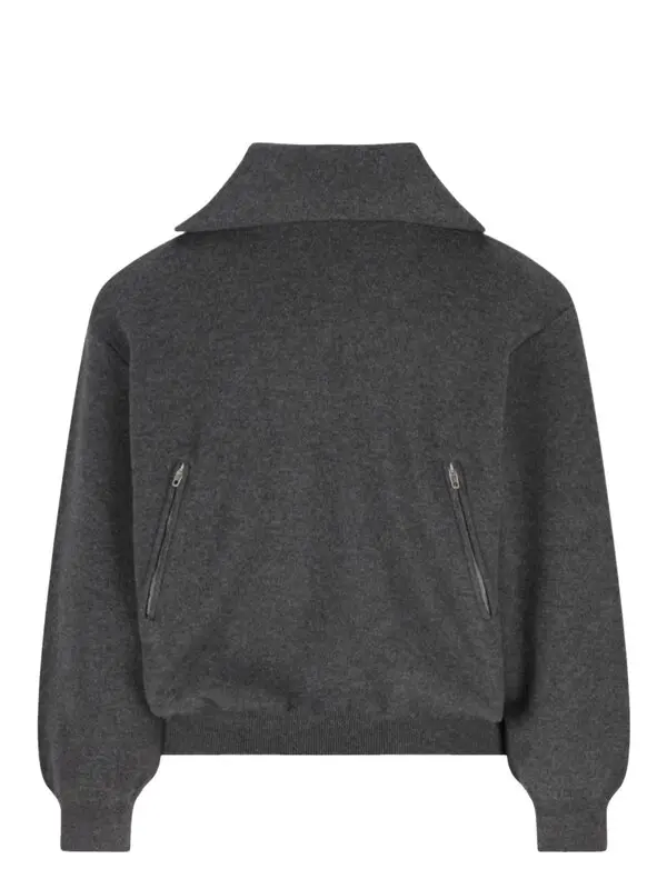 Balenciaga Half-zip Knitted Jumper With Zip Pockets - Grey