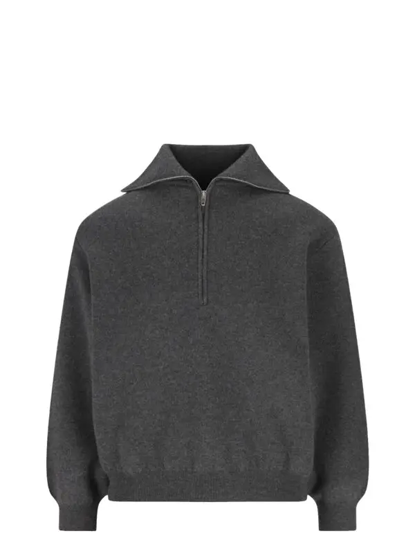 Balenciaga Half-zip Knitted Jumper With Zip Pockets - Grey