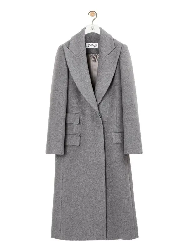 Loewe Single Breasted Wool And Cashmere Coat - Grey