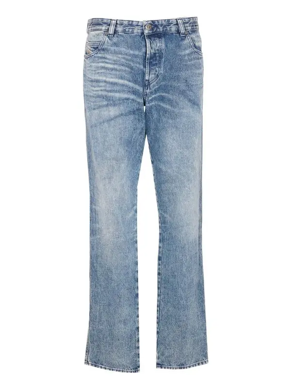 DIESEL® Logo Patch Acid Wash Jeans - Blue