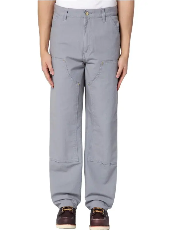 Carhartt Work In Progress Double Knee Logo Patch Straight-leg Trousers - Gray